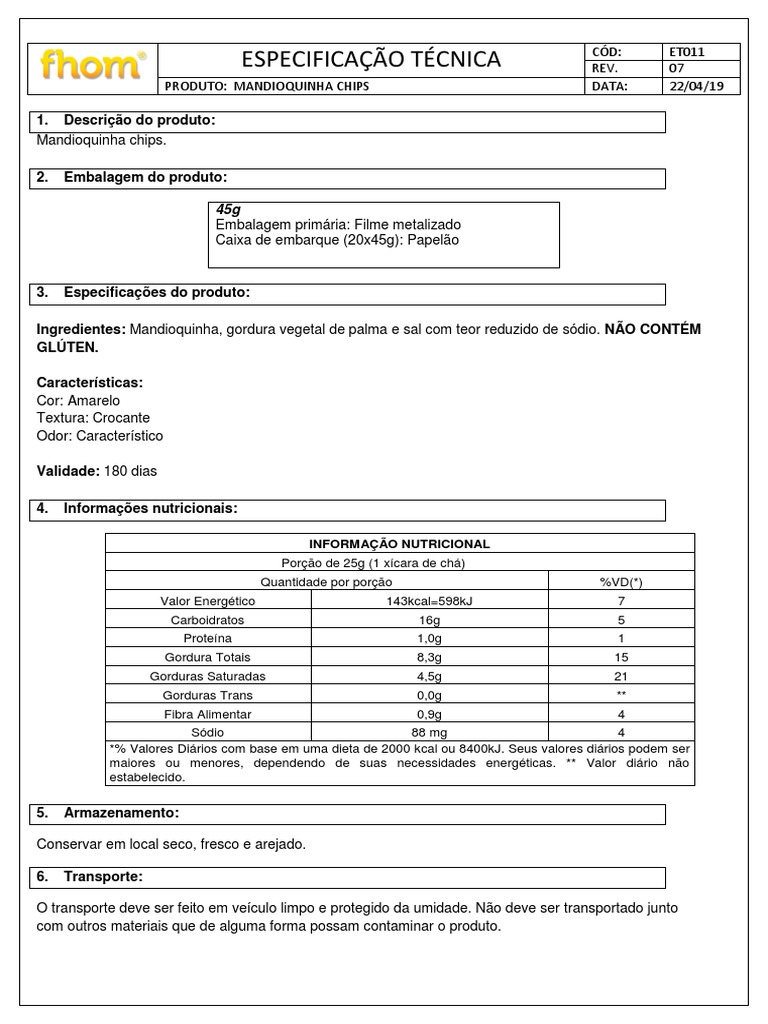 Tabela Nutricional - Fhon | PDF | Soja | Gordura