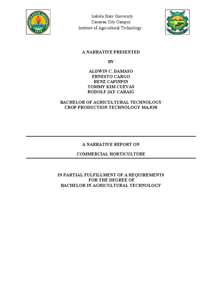 Narrative Report Commercialhorticulture | PDF | Horticulture | Vegetables