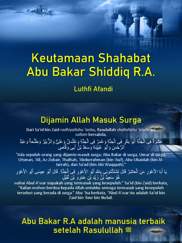001 Keutamaan Abu Bakar Ash Shidiq RA | PDF