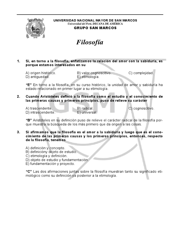 Filosofía: Amor y Sabiduría en San Marcos | PDF | Aristóteles | Sabiduría