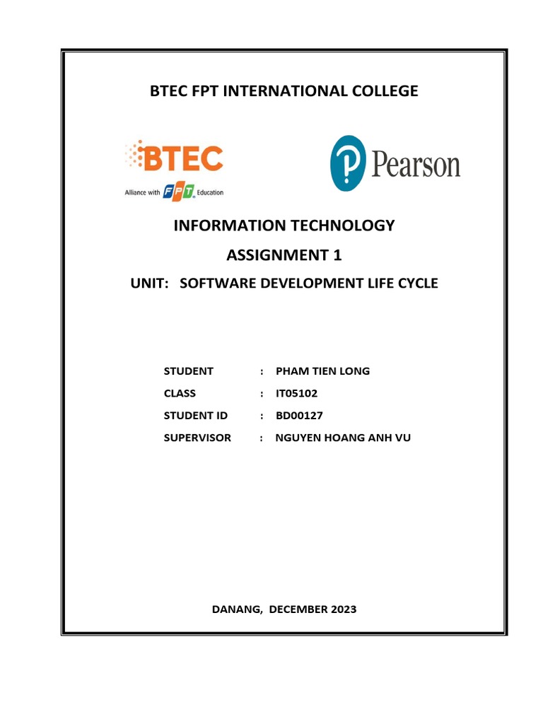 Btec FPT International College: Unit: Software Development Life Cycle | PDF | Software ...