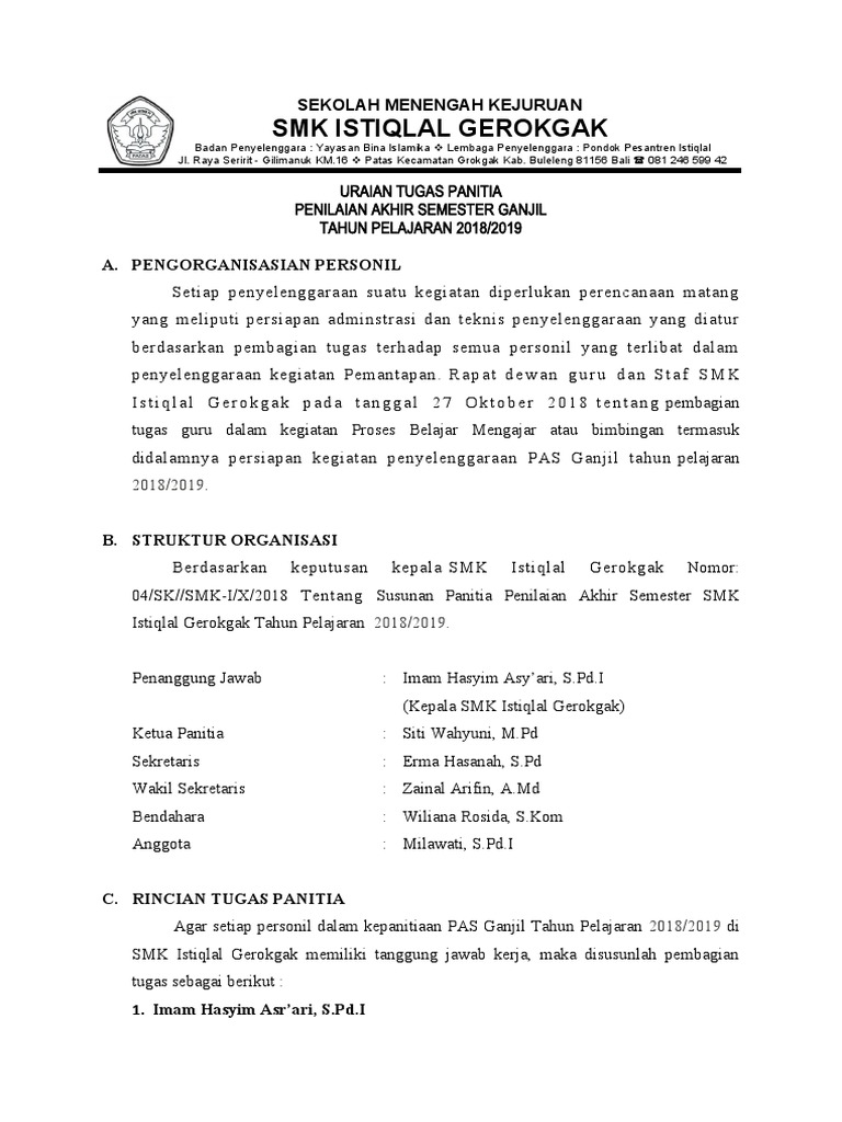 Isi Program Kerja PAS | PDF