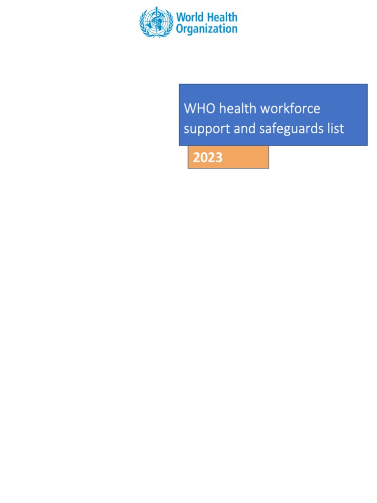 WHO Health Workforce Support and Safeguards List | Download Free PDF | Creative Commons License ...