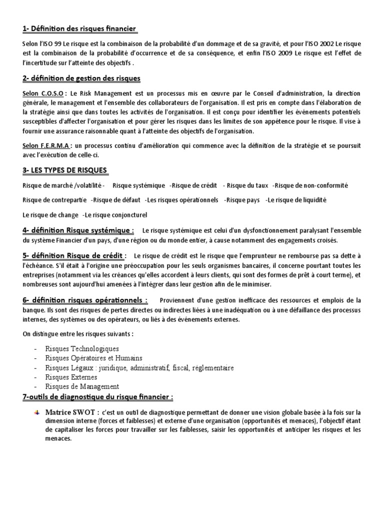 Gestion Des Risques Financier Au Maroc | PDF | Risque | Risque financier