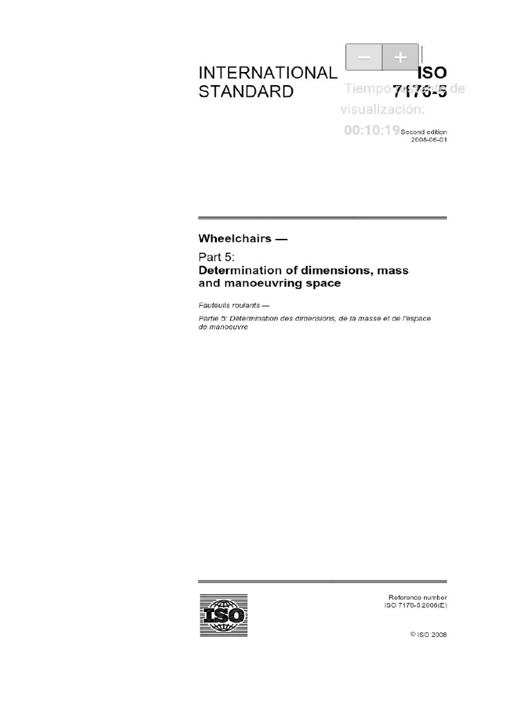 ISO 7176-5. Silla de Ruedas. Dimensiones, Masa y Maniobrabilidad | PDF