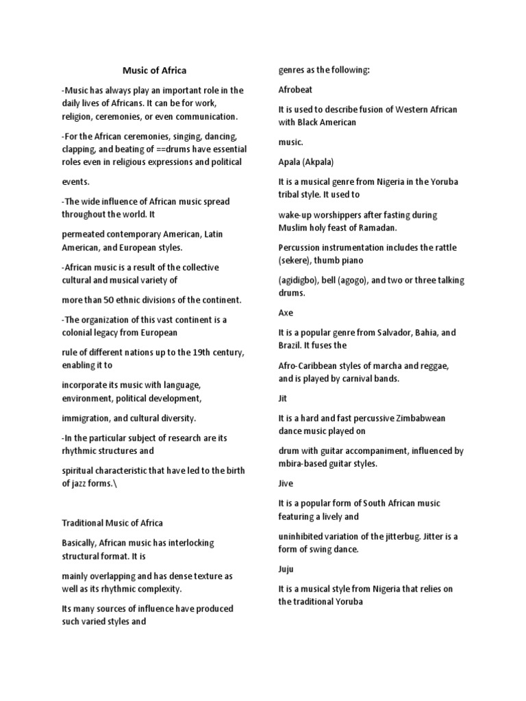 Music of Africa | PDF | Soul Music | Blues