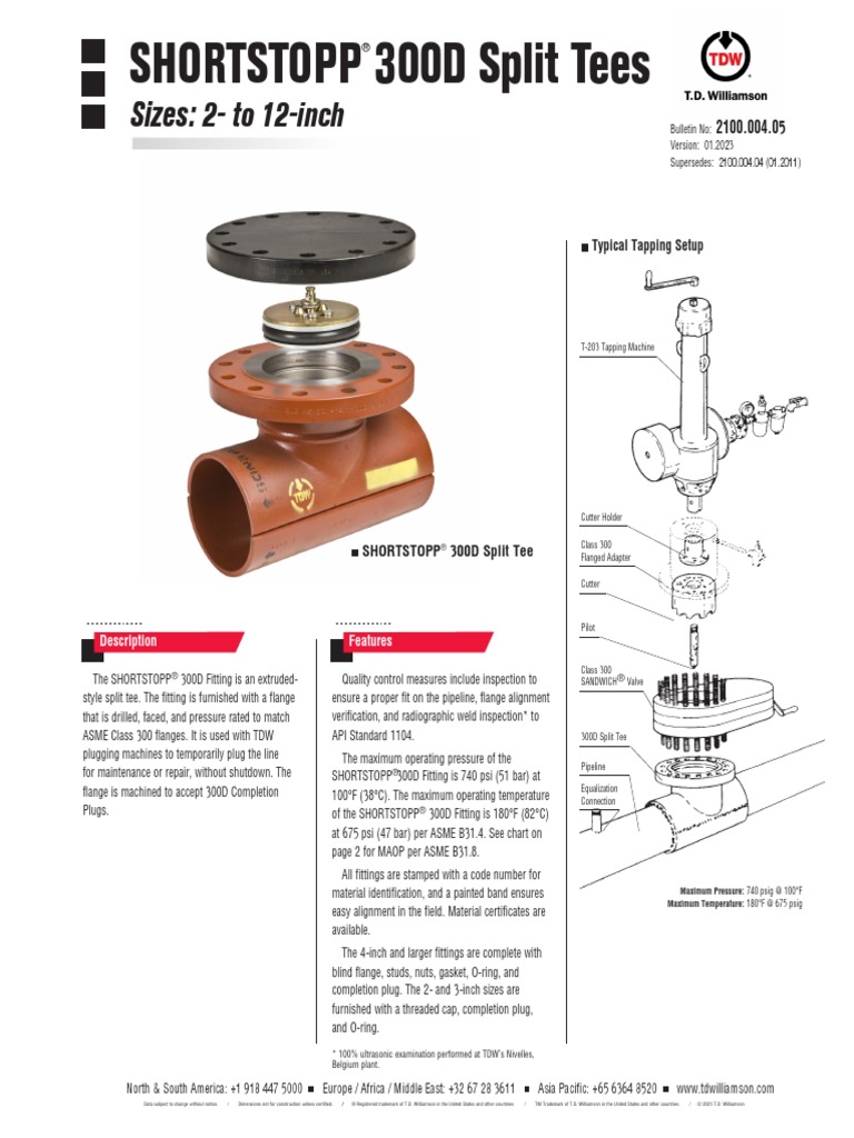 2100.004 SHORTSTOPP 300D Split Tees | PDF | Mechanical Engineering | Industrial Processes