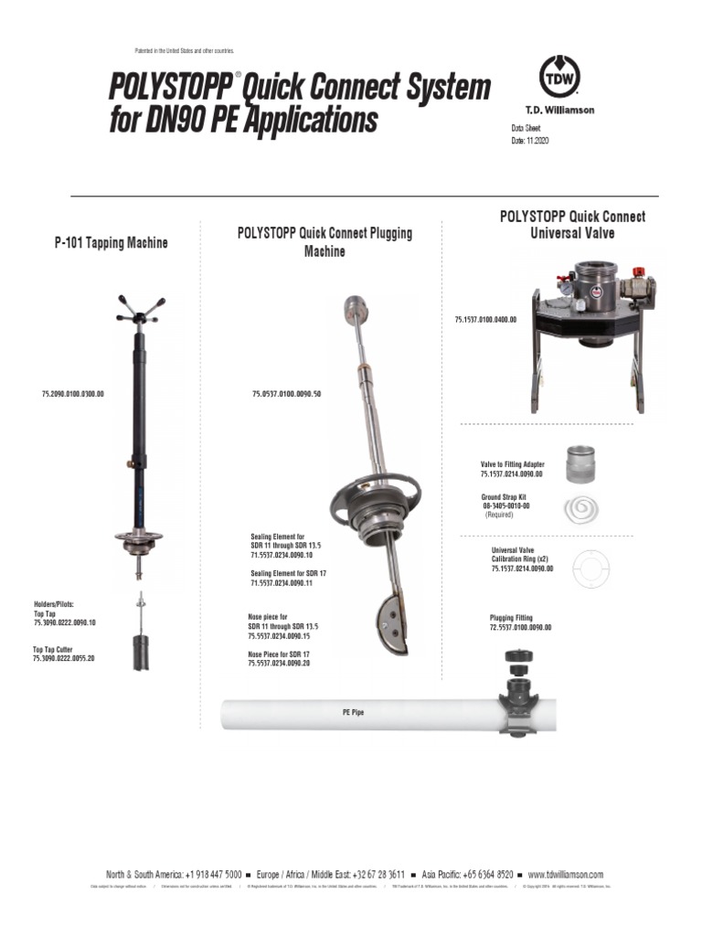 POLYSTOPP PE System DN90-200 Data Sheets_Nov2020 | PDF | Tap (Valve ...