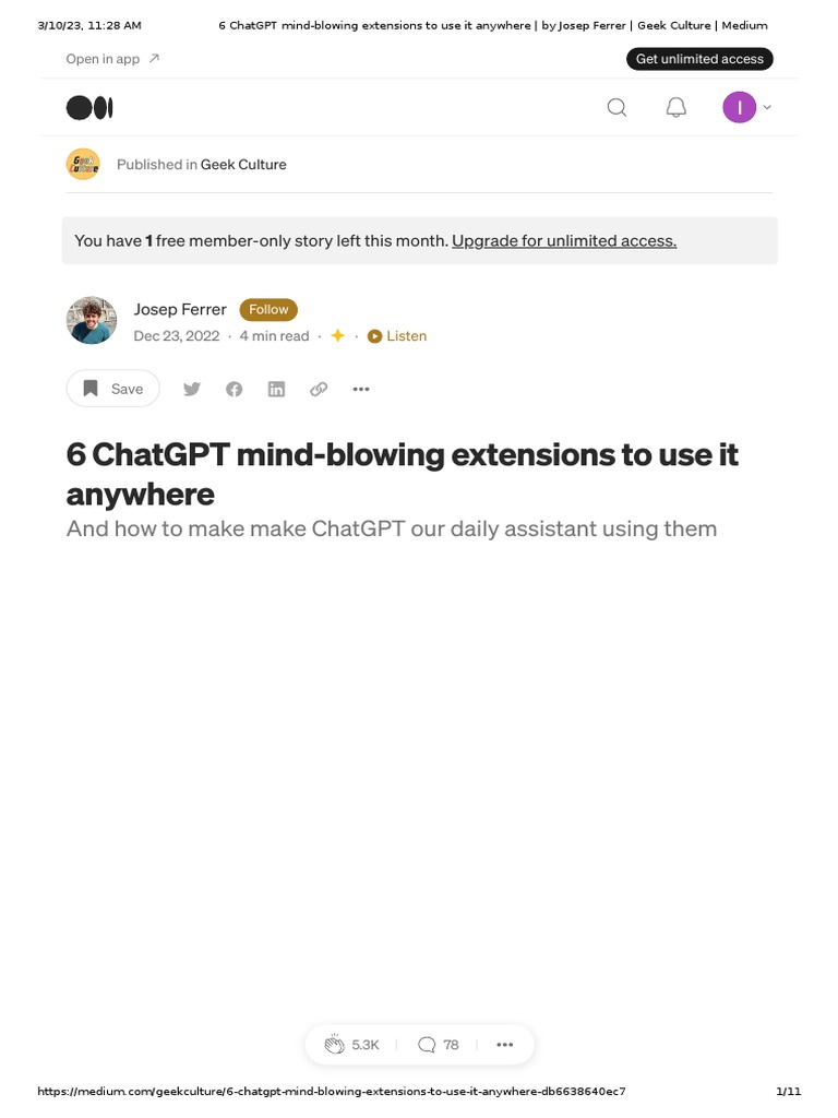 6 ChatGPT Mind-Blowing Extensions To Use It Anywhere - by Josep Ferrer ...