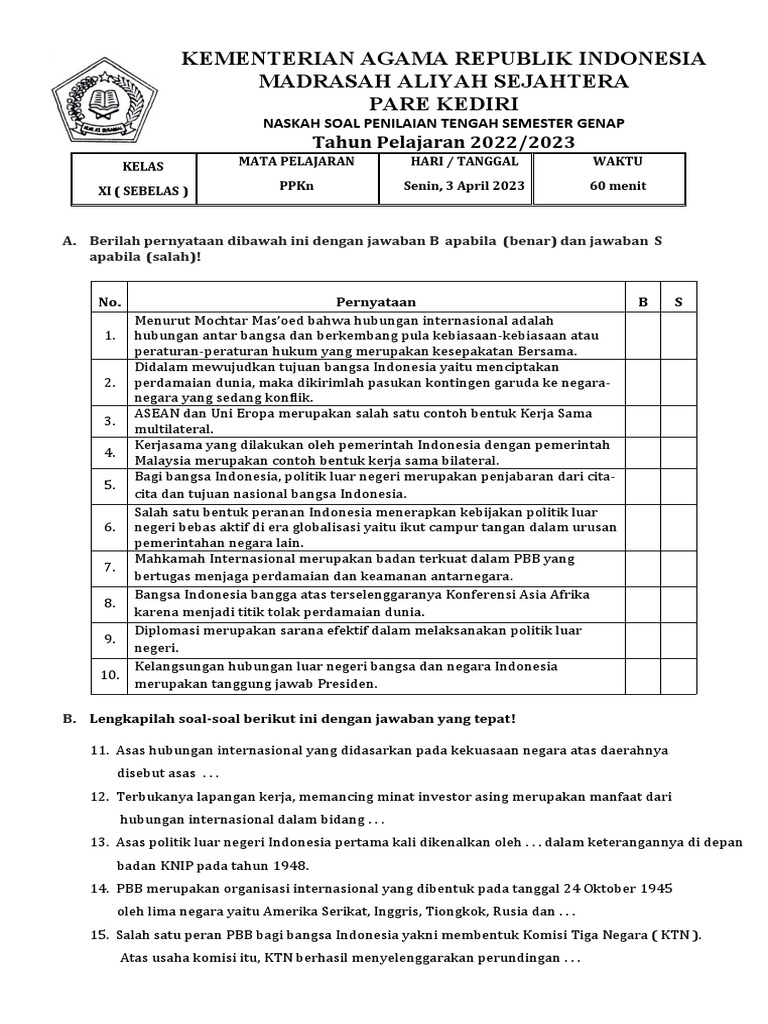PPKN 2023 Kls 11 | PDF