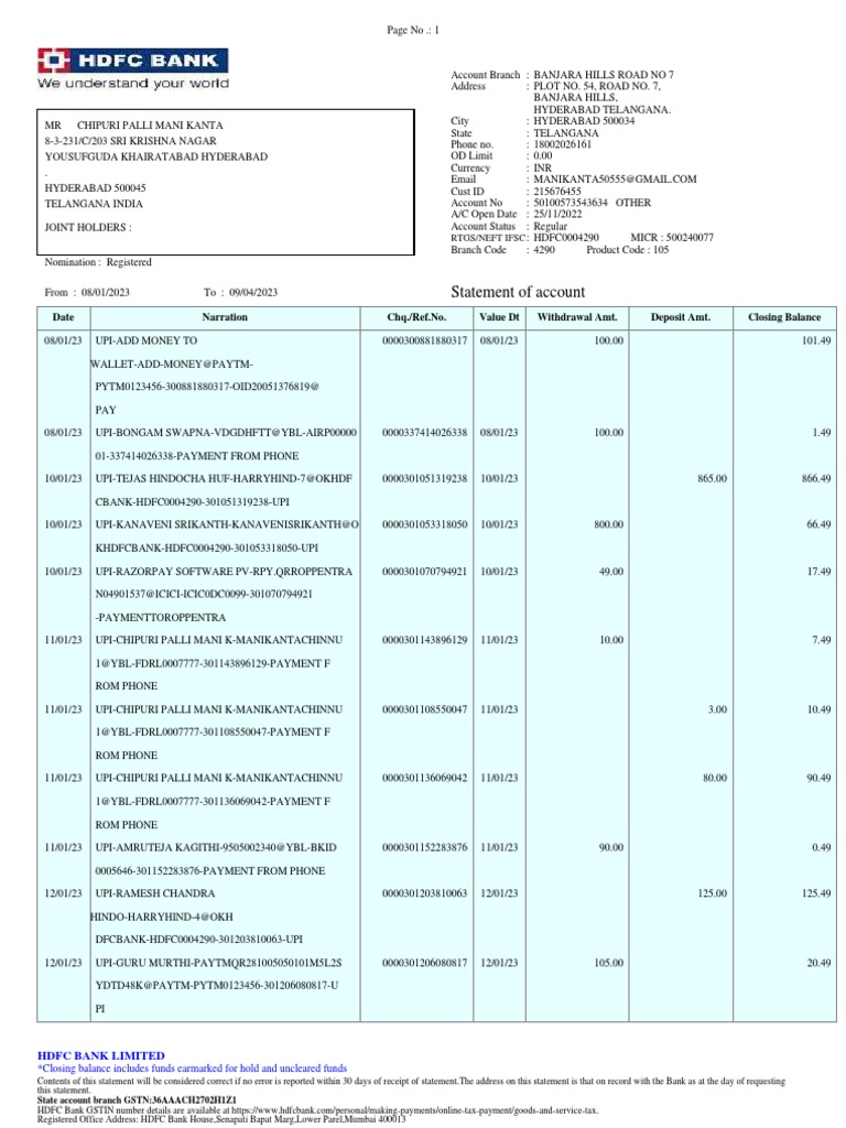 UPI Transactions Statement Summary | PDF | Private Sector | Economies