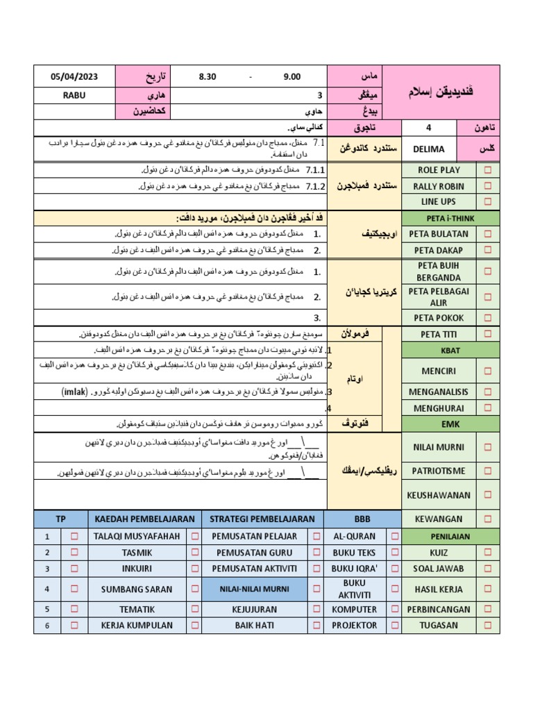RPH Tahun 4 Minggu 3 2023 | PDF