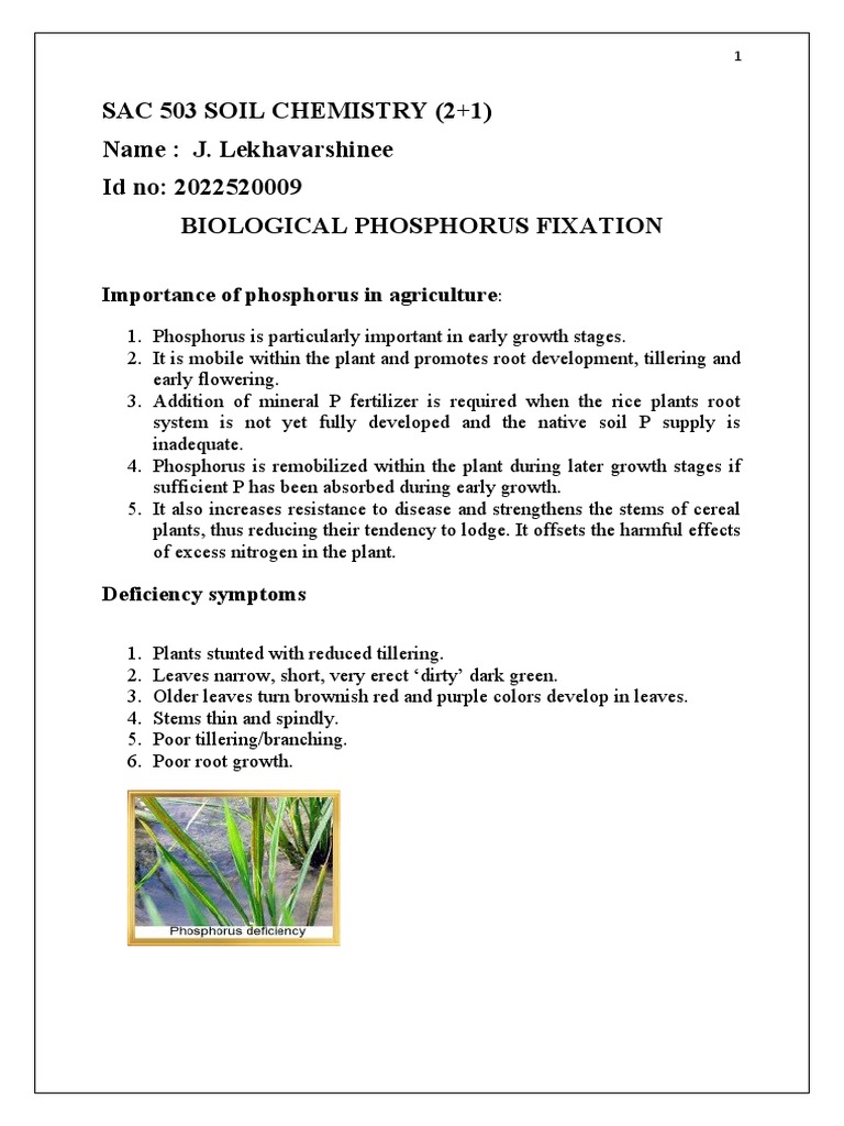 Sac 503 Soil Chemistry (2+1) Name: J. Lekhavarshinee Id No: 2022520009 ...