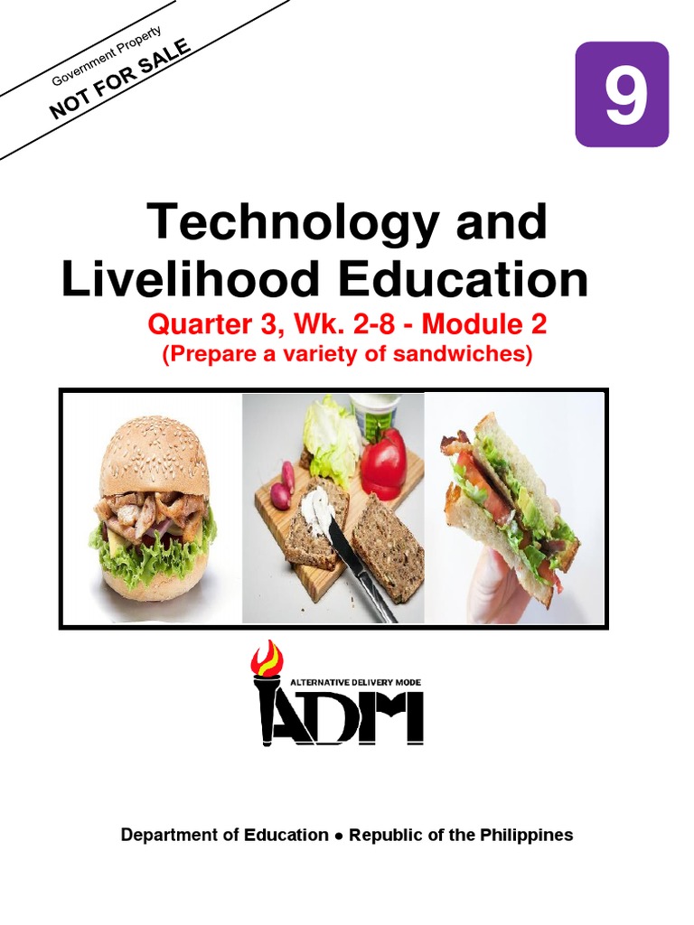 Tle9 - Q3 - Wk2 8 - Mod2 - Prepare A Ariety of Sandwich.v5 | PDF | Hamburgers | Sandwich