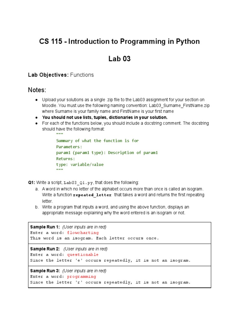 cs115 Lab03 v1 | PDF | Sequence | Function (Mathematics)