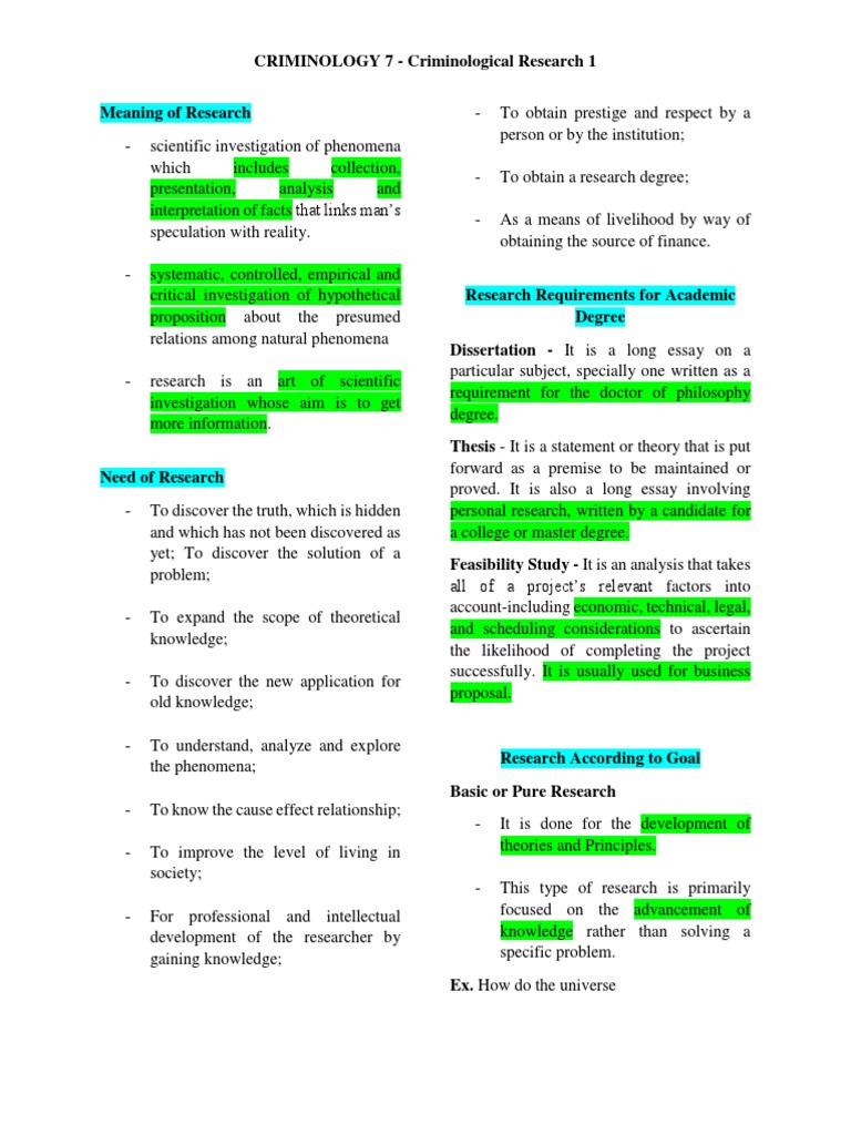 CRIMINOLOGY 7 Criminological Research 1 | PDF | Science & Mathematics