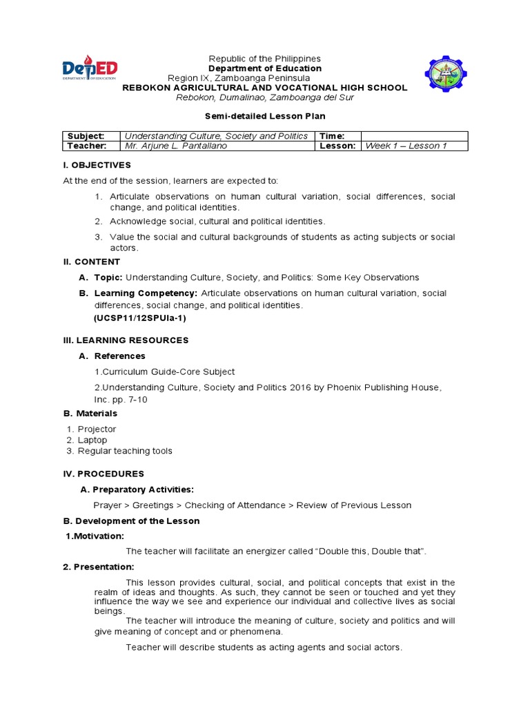 Understanding Culture, Society and Politics (1 Semester) | PDF ...