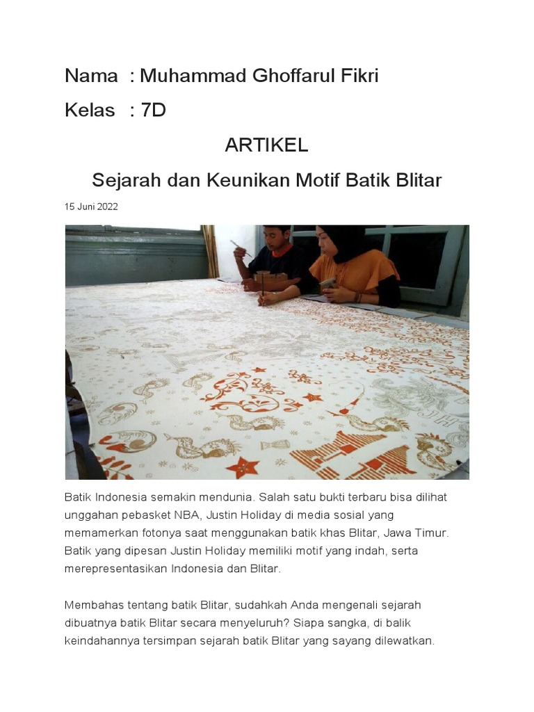 Artilek Batik Blitar | PDF