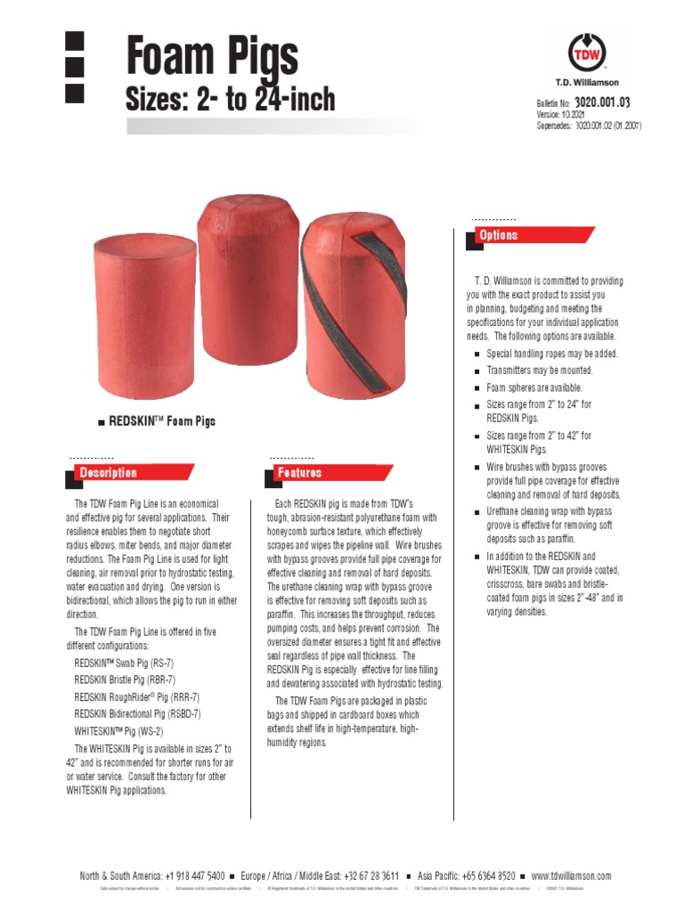 3020.001.03 Foam Pig-Oct2021 - 0 | PDF | Polyurethane | Foam