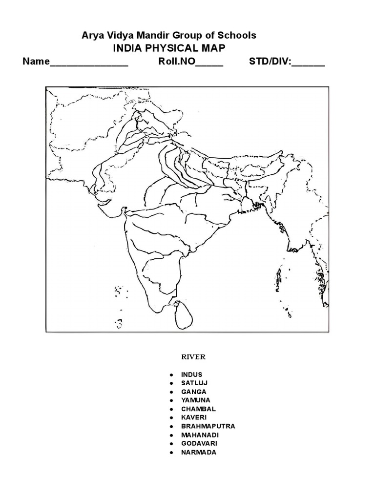 India River Map Outline for Students | PDF