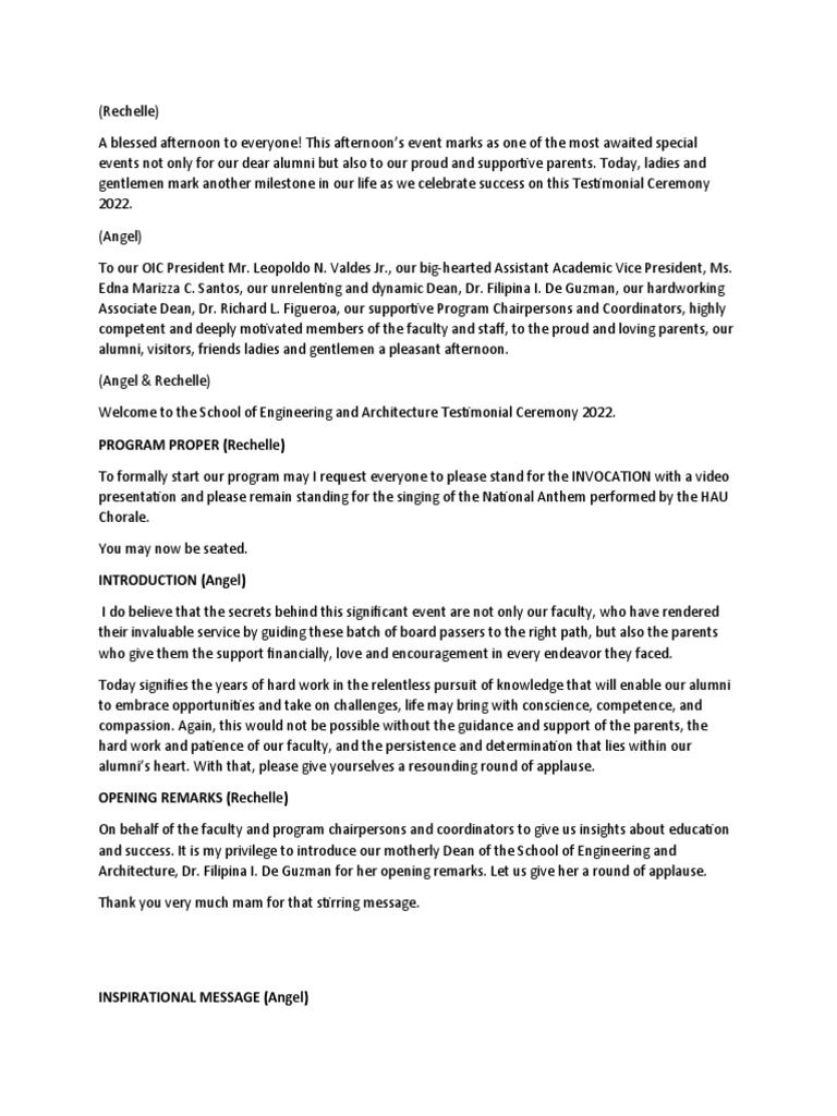 HAU Engineering Alumni Testimonial Ceremony 2022 | PDF