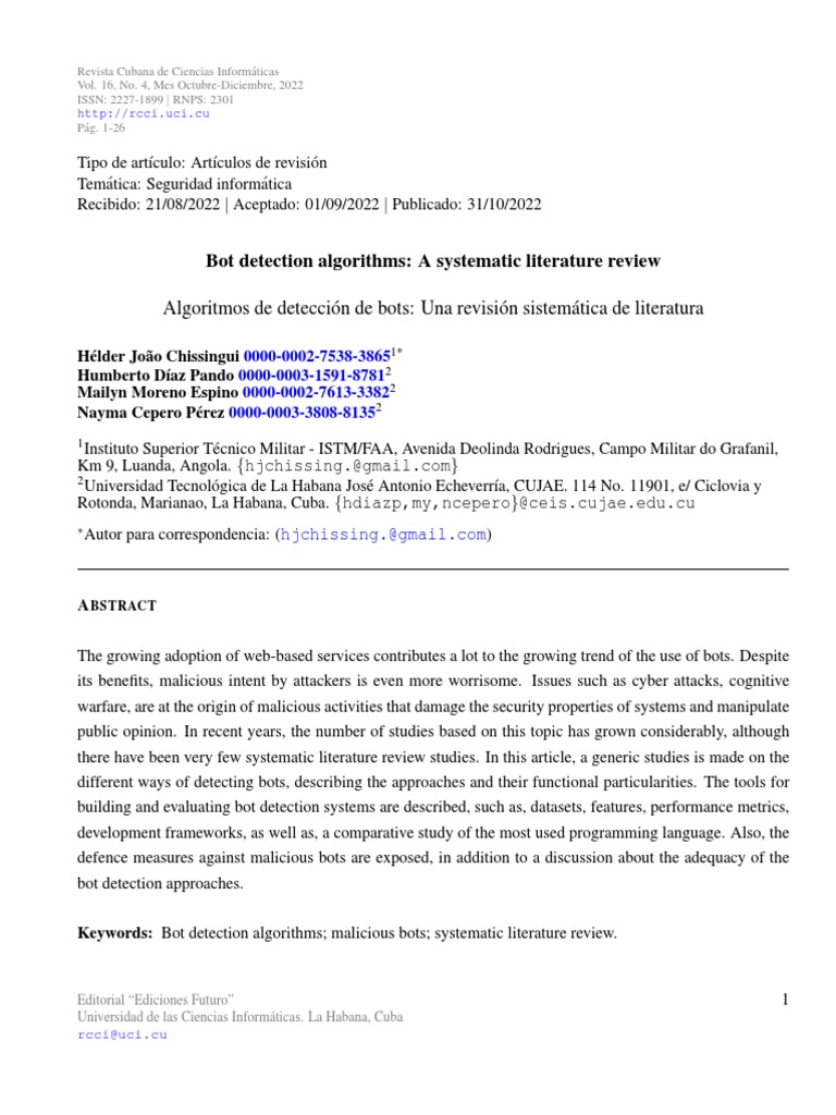 Bot Detection Algorithms | PDF | Machine Learning | Internet Bot