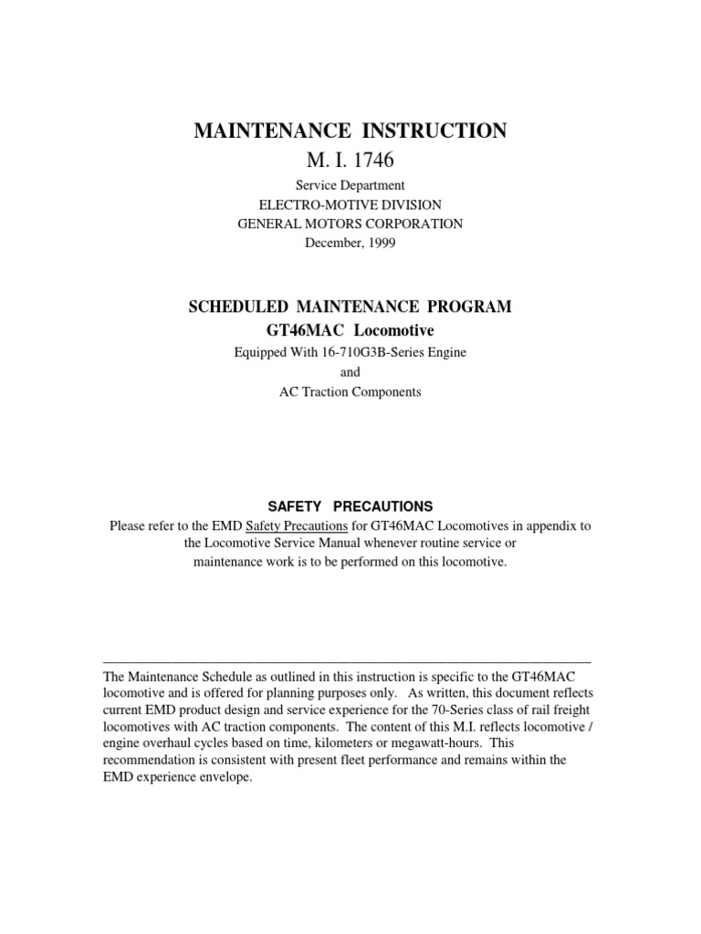 EMD Mi 1746 | PDF | Electric Motor | Bearing (Mechanical)