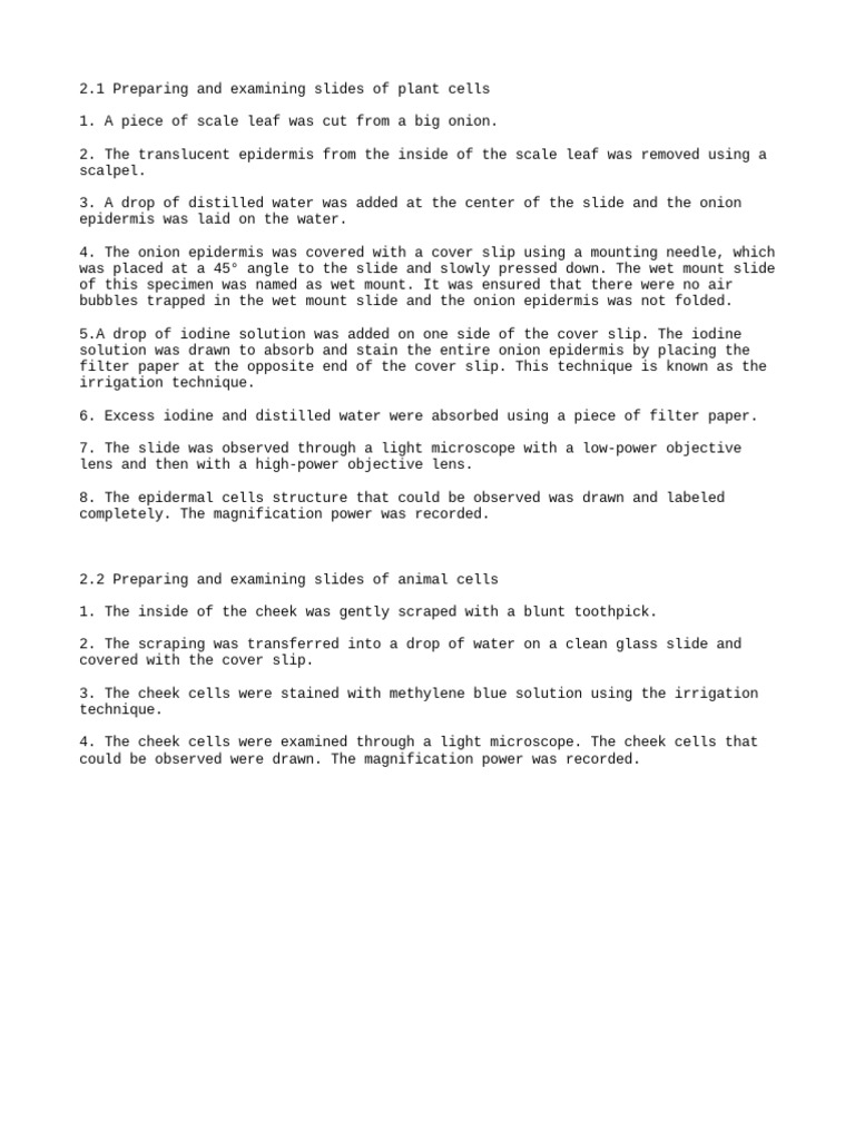 F4 Biology Experiment Report: 2.1 & 2.2 | PDF | Science & Mathematics