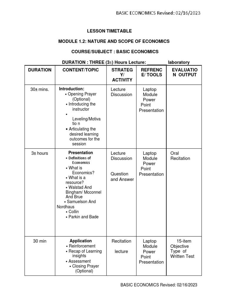 Module 3 0 Basic Economics Continuation 2022 2023 Pdf Level Of