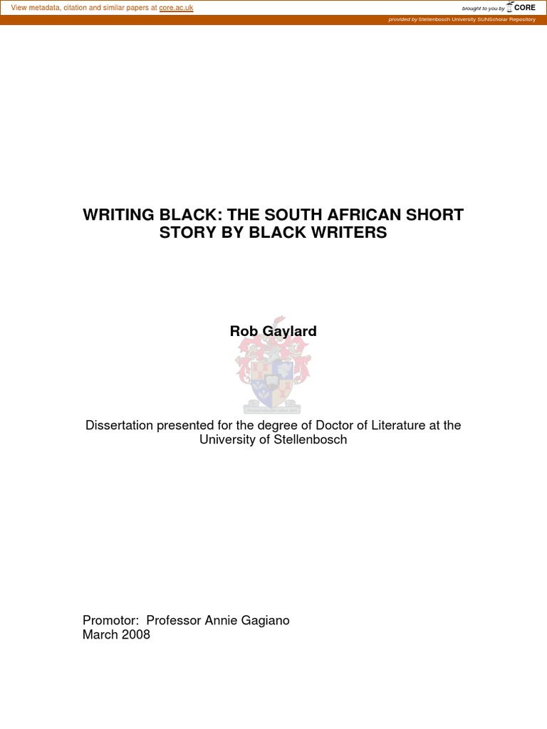 Writing Black: The South African Short Story by Black Writers | PDF ...