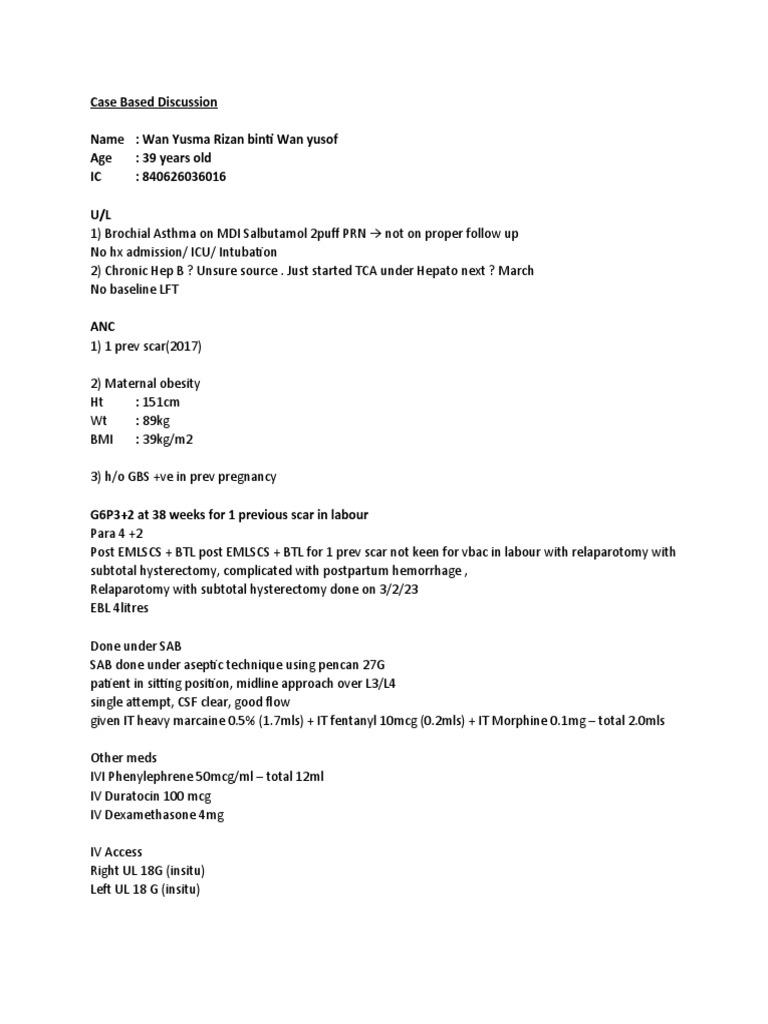 Case Based Discussion Obstetric | PDF