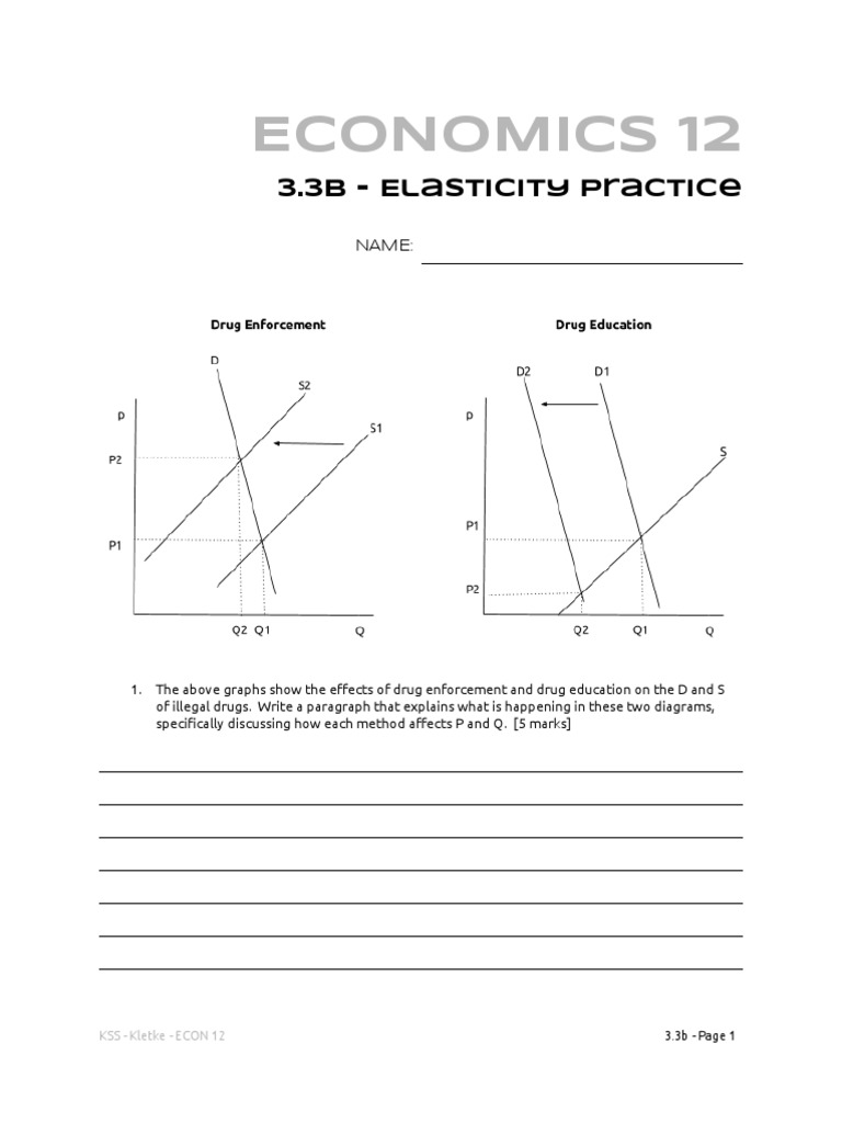 ECON 12 - 3.3b... Elasticity Practice | PDF