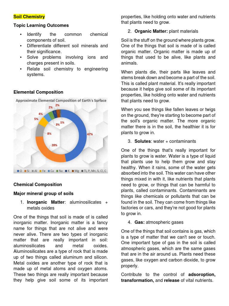 Soil Chemical Composition Overview | PDF | Solvation | Soil