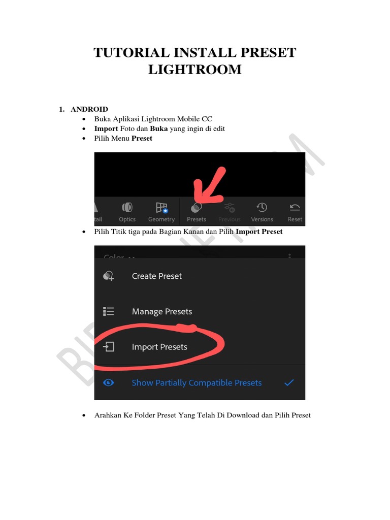 Tutorial Install Preset Lightroom | PDF