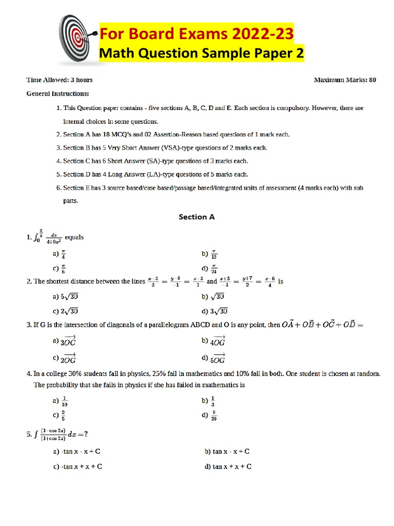 Question Sample Paper 2 - CBSE | PDF