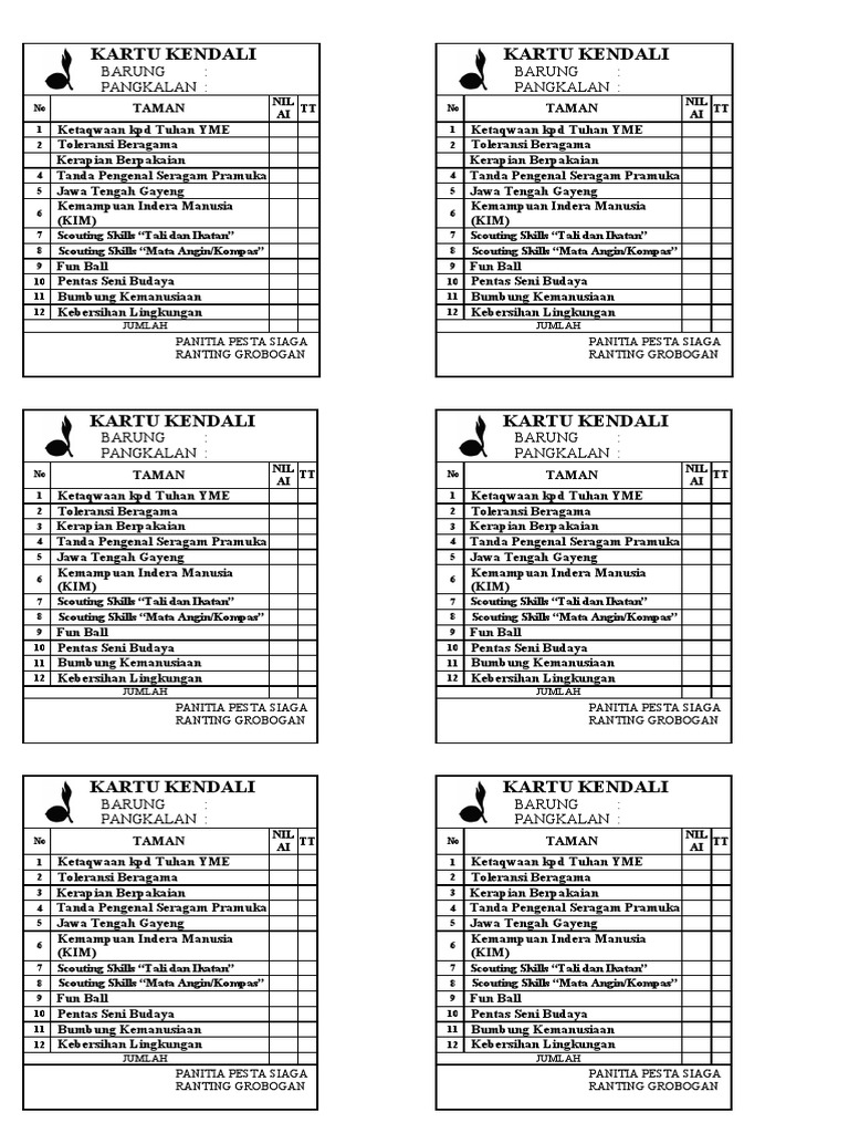 Kartu Kendali 2 | PDF