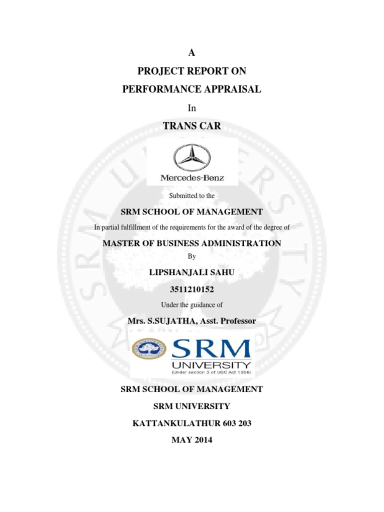 A Project Report On Performance Appraisal: SRM School of Management | PDF | Performance ...