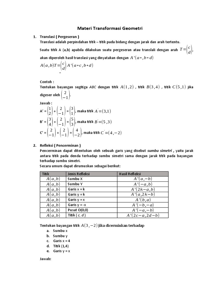 Materi Transformasi Geometri | PDF | Metode & Bahan Ajar