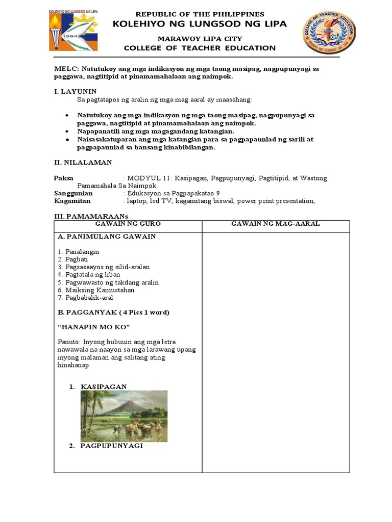 Kolehiyo NG Lungsod NG Lipa: College of Teacher Education | PDF