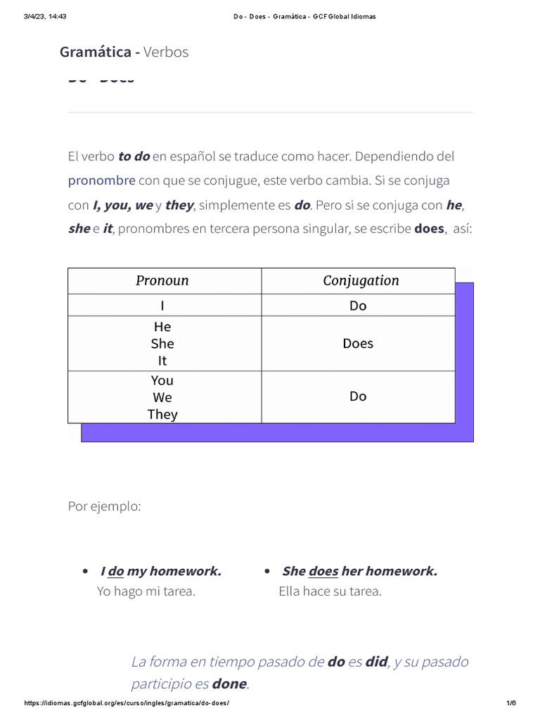 Do - Does - DID | PDF | Verbo | Oración (Lingüística)