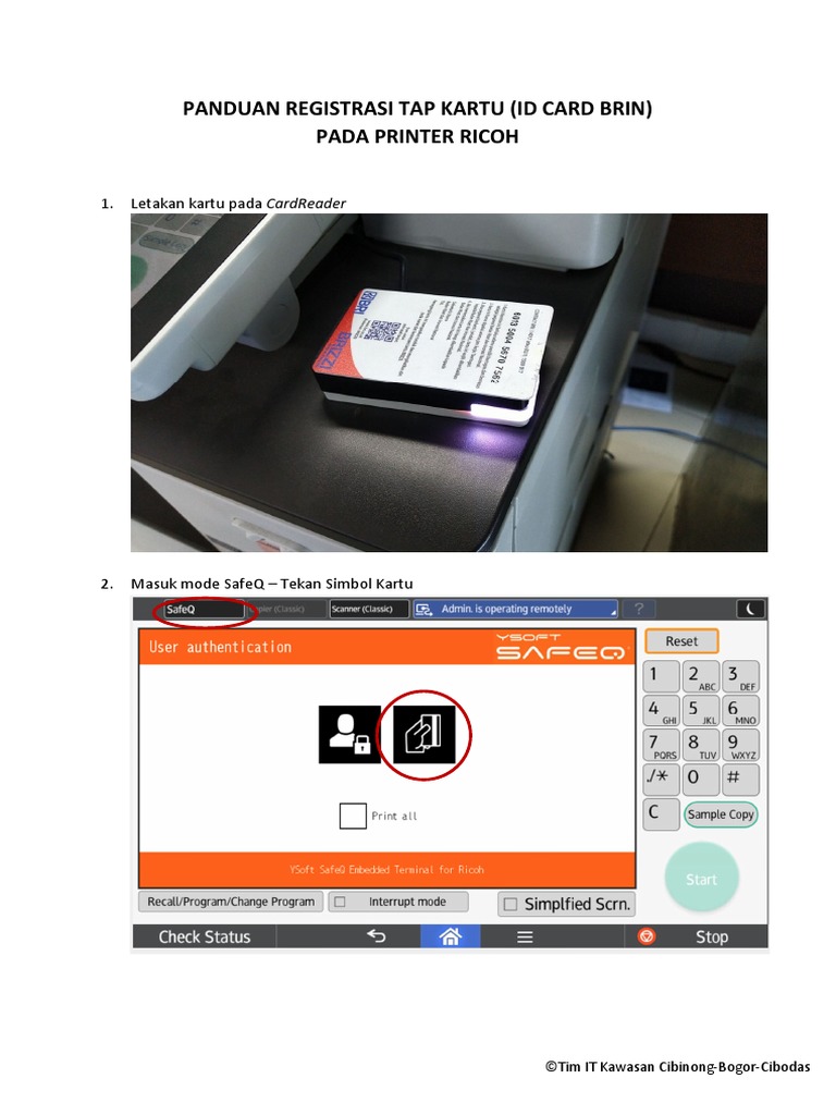 Panduan Registrasi Tap Kartu (Id Card Brin) Pada Printer Ricoh | PDF | Pengelolaan Keuangan & Uang