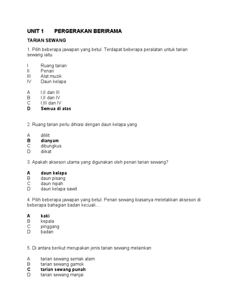 Unit 1 Pergerakan Berirama: Tarian Sewang | PDF