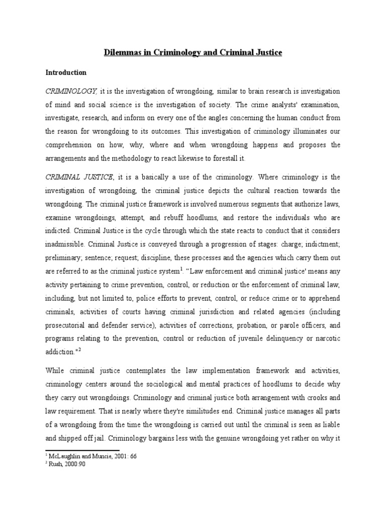 Dilemmas in Criminology and Criminal Justice | PDF | Criminology ...