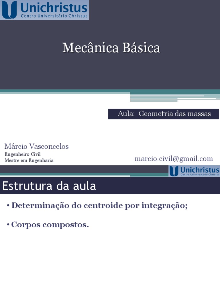 Aula17_18_Mecânica_Centro de gravidade e centroide | PDF