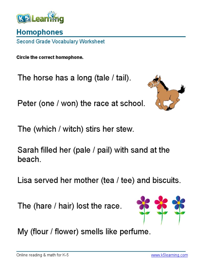 2nd Grade Homophones Worksheet | PDF