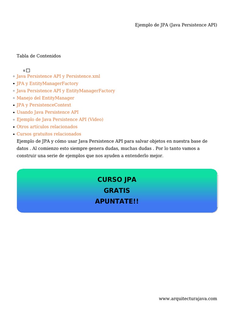 Ejemplo de JPA (Java Persistence API) | PDF | Java (lenguaje de programación) | Software
