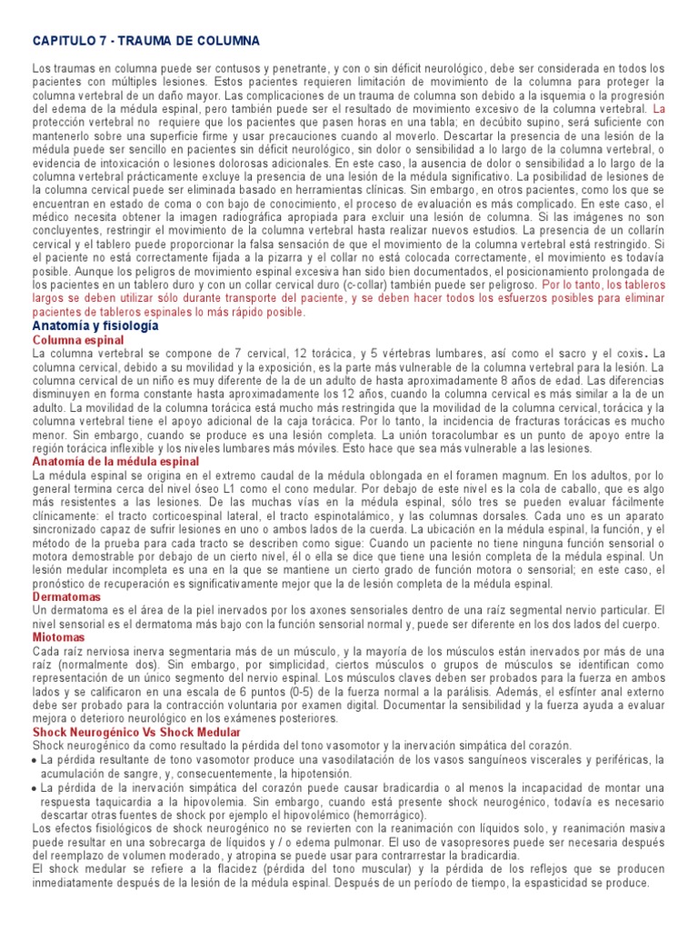 ATLS - Capitulo 7 | PDF | La columna vertebral | Medicina CLINICA