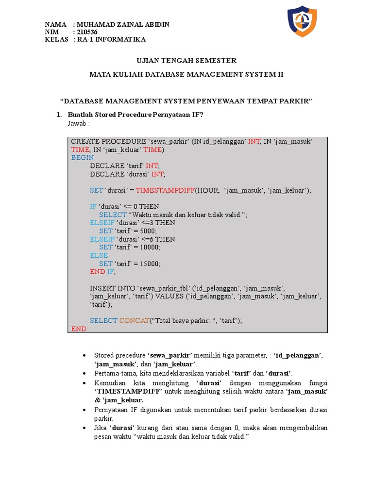 Uts DBMS Ii Muhamad Zainal Abidin | PDF