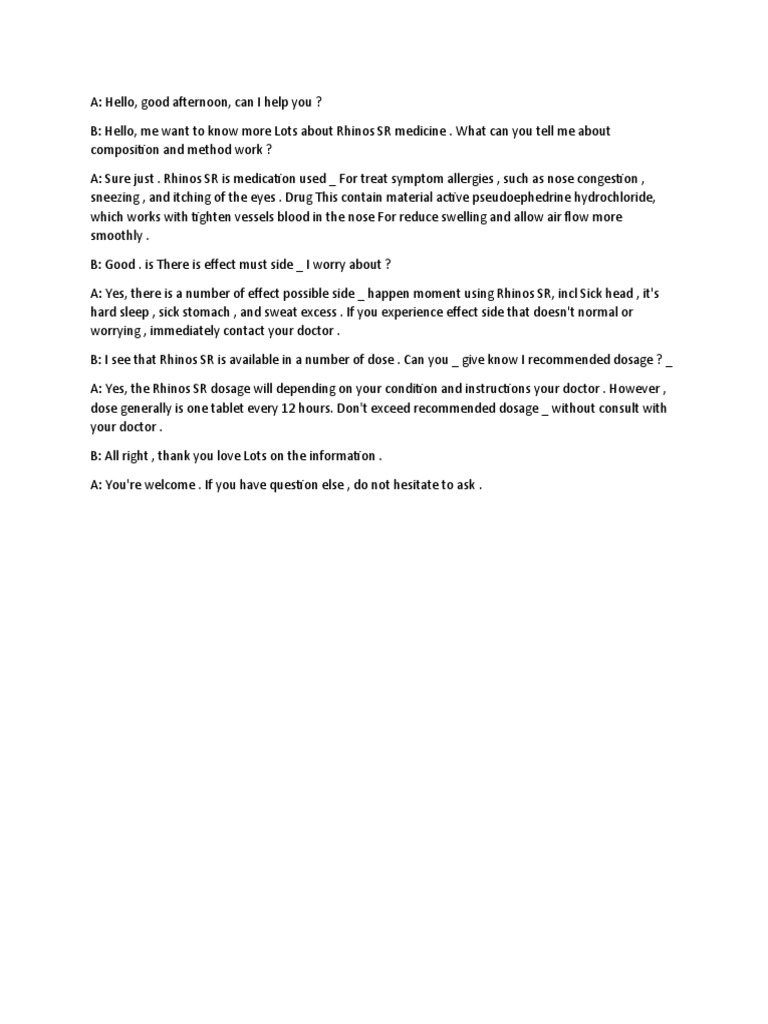 Rhinos SR: Dosage and Side Effects | PDF