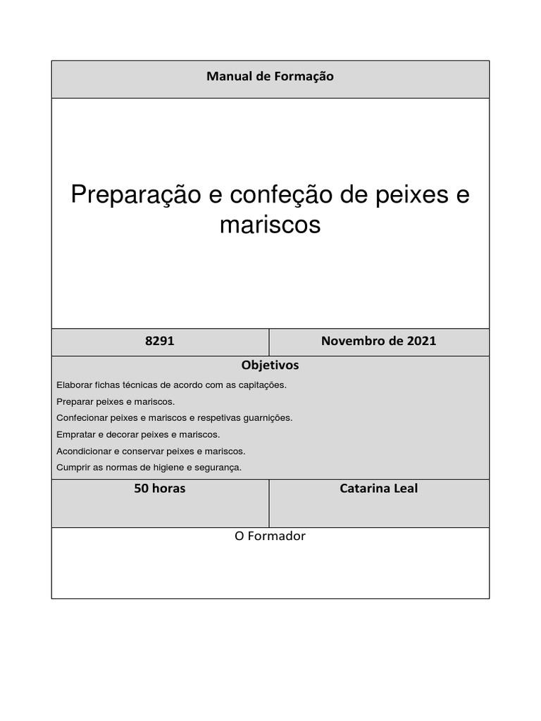 8291 - Preeparaao e Confeao de Peixes e Mariscos | PDF | Caldo | Culinária